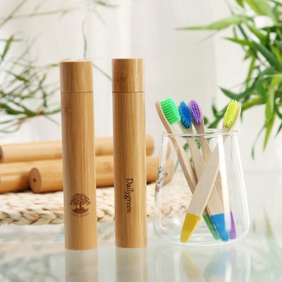 OEM Bamboo Toothbrush Case 21cm Eco Friendly Toothbrush Travel Case